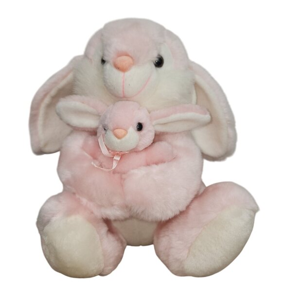 Goffa International | Toys | Vintage Goffa Bunny Rabbit Mama Baby Pink ...